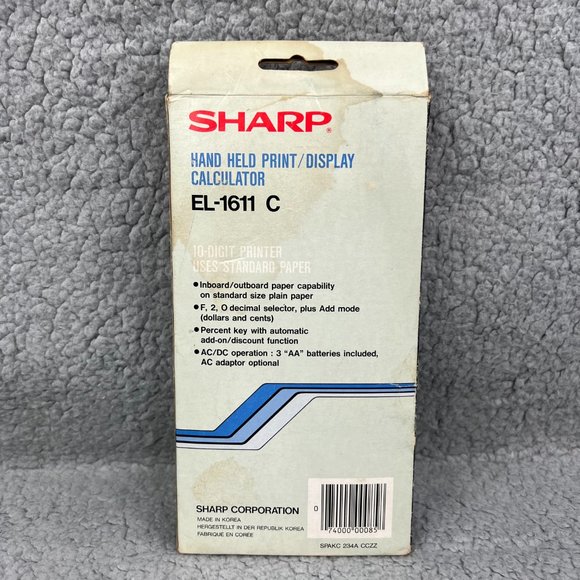 Sharp | Office | Vintage Sharp Calculator El611 C Hand Held Print ...
